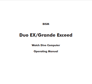 OPERATING INSTRUCTIONS – Bism, a comprehensive scuba diving gear ...