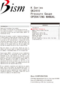 OPERATING INSTRUCTIONS – Bism, a comprehensive scuba diving gear ...