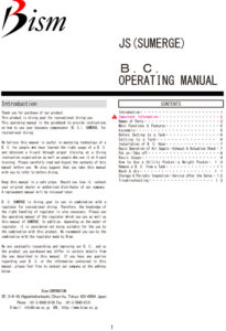 OPERATING INSTRUCTIONS – Bism, a comprehensive scuba diving gear ...
